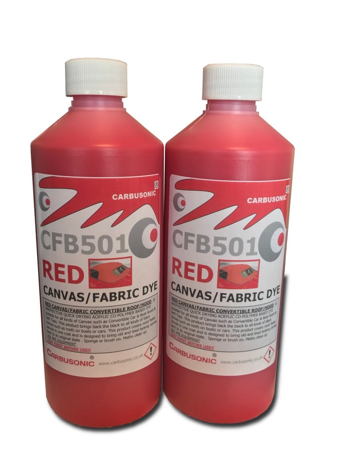 Red convertible roof hood canvas dye reviver, restores colour to ...
