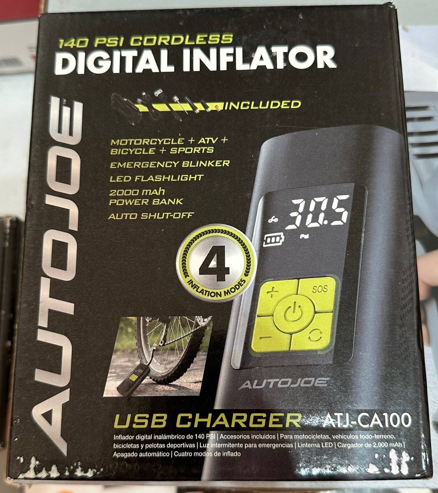 AUTO JOE 140 PSI Cordless Digital Inflator ATJ-CA100 Rechargeable ...