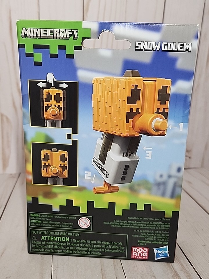 Nerf Minecraft Snow Golem Mini Blaster With 2 Elite Soft Darts Bullets ...