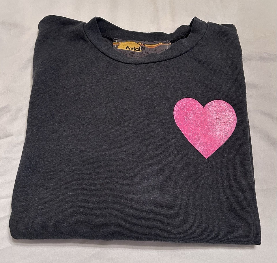 Aviator Nation Glitter Heart Charcoal Neon Pink Sweatshirt, Size Medium ...