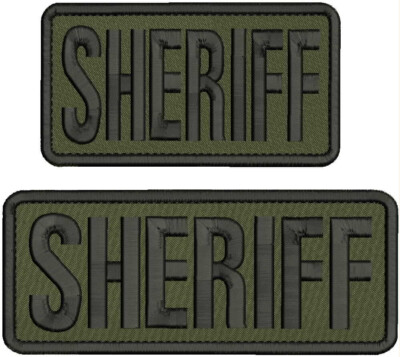 SHERIFF EMB PATCH 8X3 AND 6X3 HOOK ON BACK BLACK ON RAGER GREEN | eBay