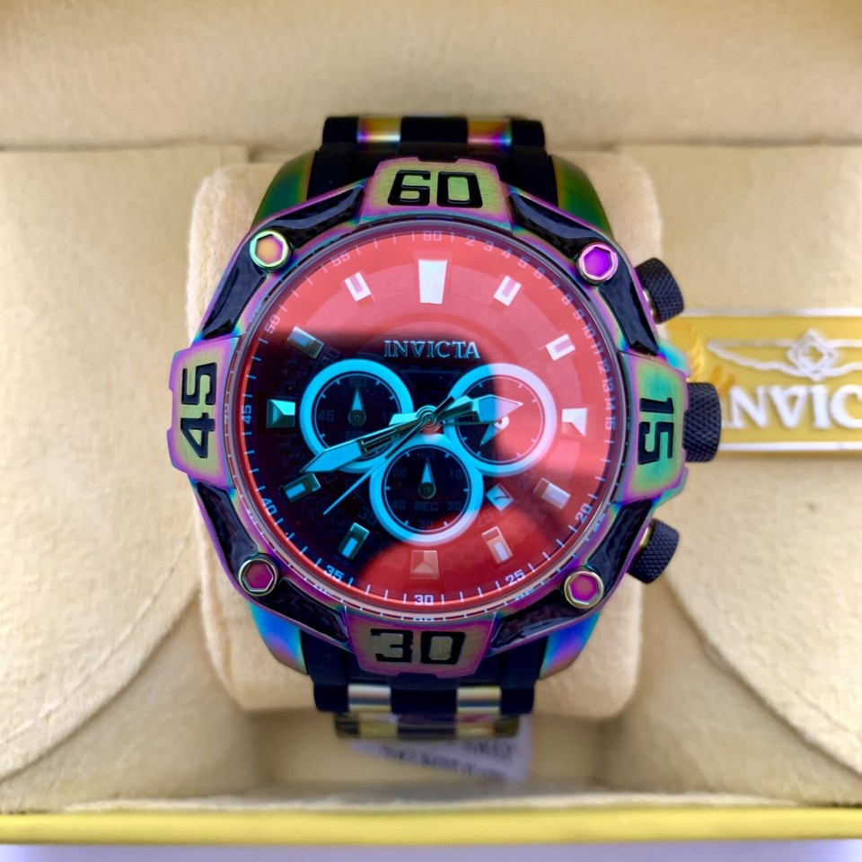 Invicta Pro Diver Mens 52mm Carbon Fiber Dial Tinted Iridescent Watch ...