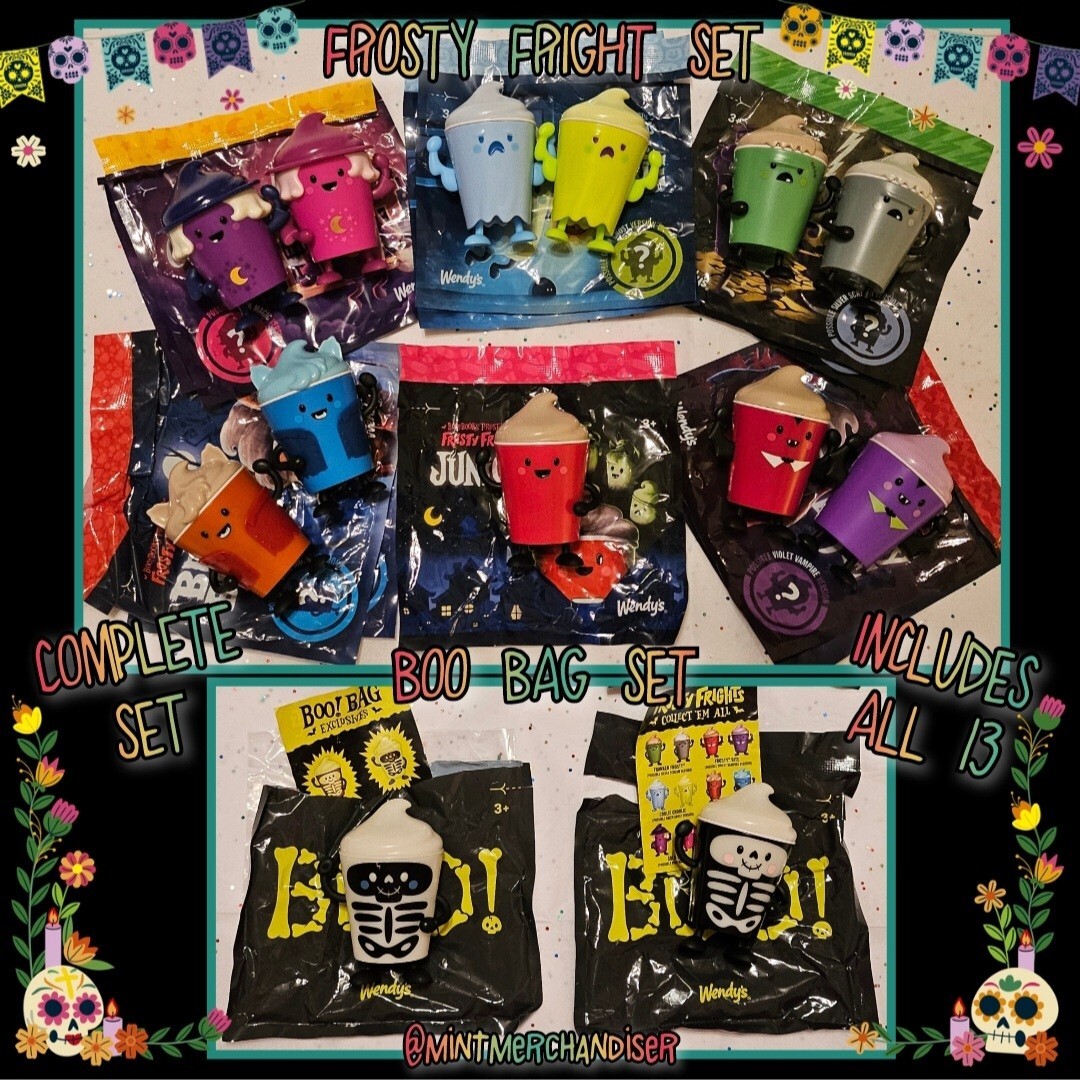 👻 Wendys Frosty Fright & Boo Bag Bone Chillers - COMPLETE SEALED SET ...