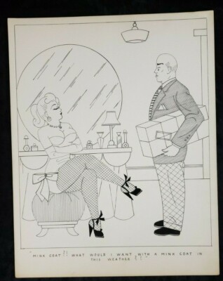 ORIGINAL ART Risque Floozie Mag Cartoon VINTAGE 1940's 1950's Artist ...