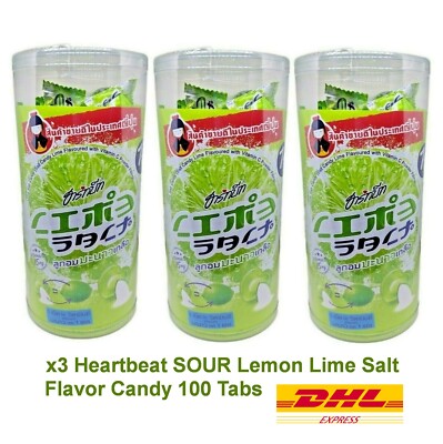 x3 Heartbeat SOUR Lemon Lime Salt Flavor Candy with Vitamin C 15mg 100 ...