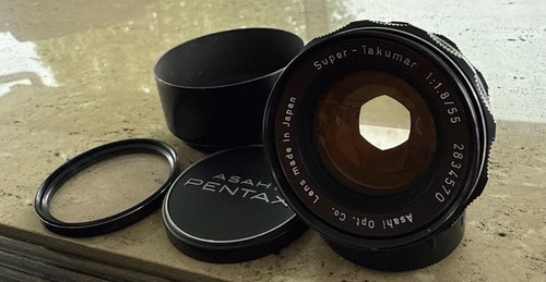 Super-Takumar 55mm f/1.8 M42 Lens Japan #2834570 Caps Filter Hood ...