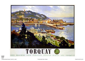 TORQUAY DEVON RETRO POSTER VINTAGE HOLIDAY RAILWAY TRAVEL ADVERTISING ...
