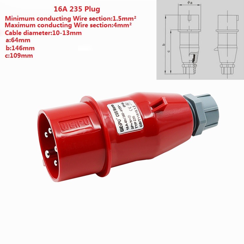 400V 16/32Amp 5Pin Industrial Plugs Or Socket IP44 Male/Female ...