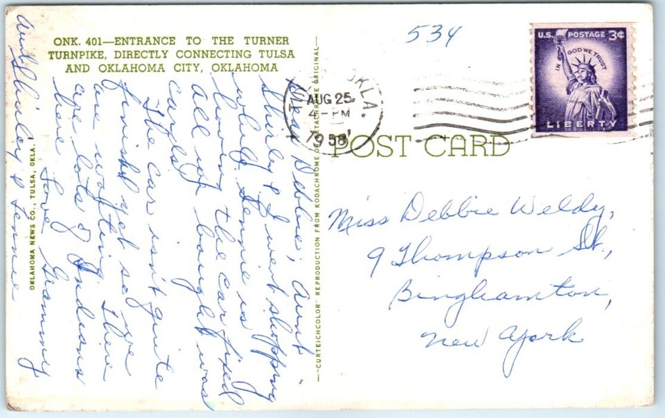 Postcard - Entrance To The Turner Turnpike - Oklahoma | eBay