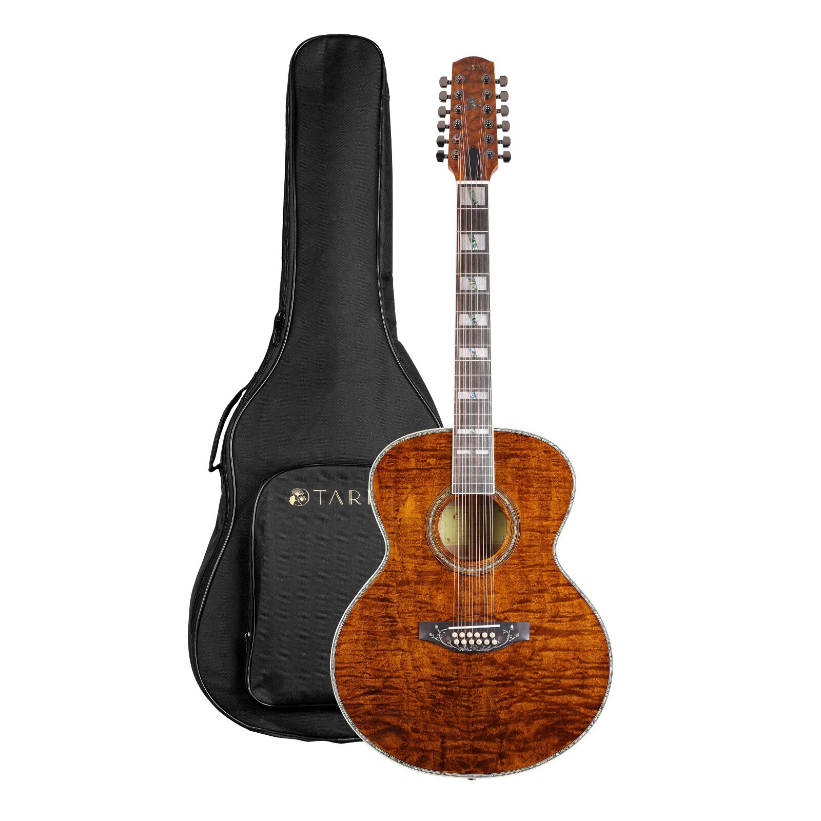 12 Strings Acoustic Jumbo Body Guitar Quilted Maple body Maple Neck ...