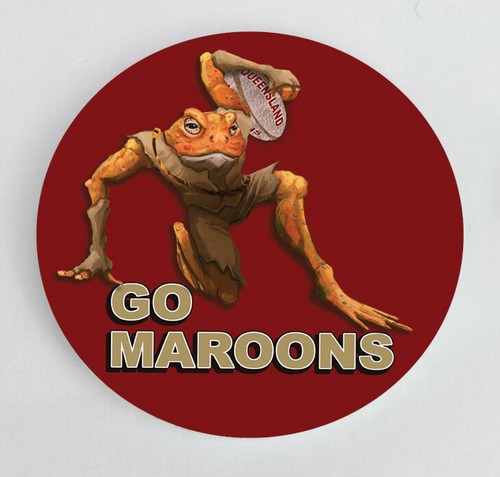 QUEENSLAND STATE OF ORIGIN GO MAROONS CANE TOAD 55MM FRIDGE MAGNET ...