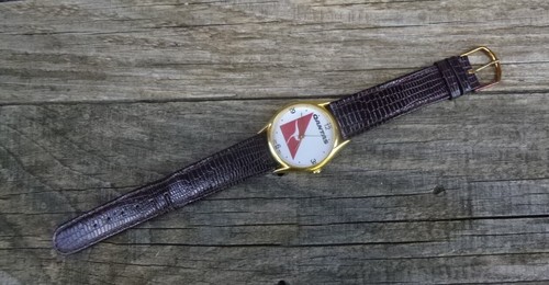 Qantas Airlines 1984-2007 Logo Gold Wrist Watch w Brown Leather Strap ...