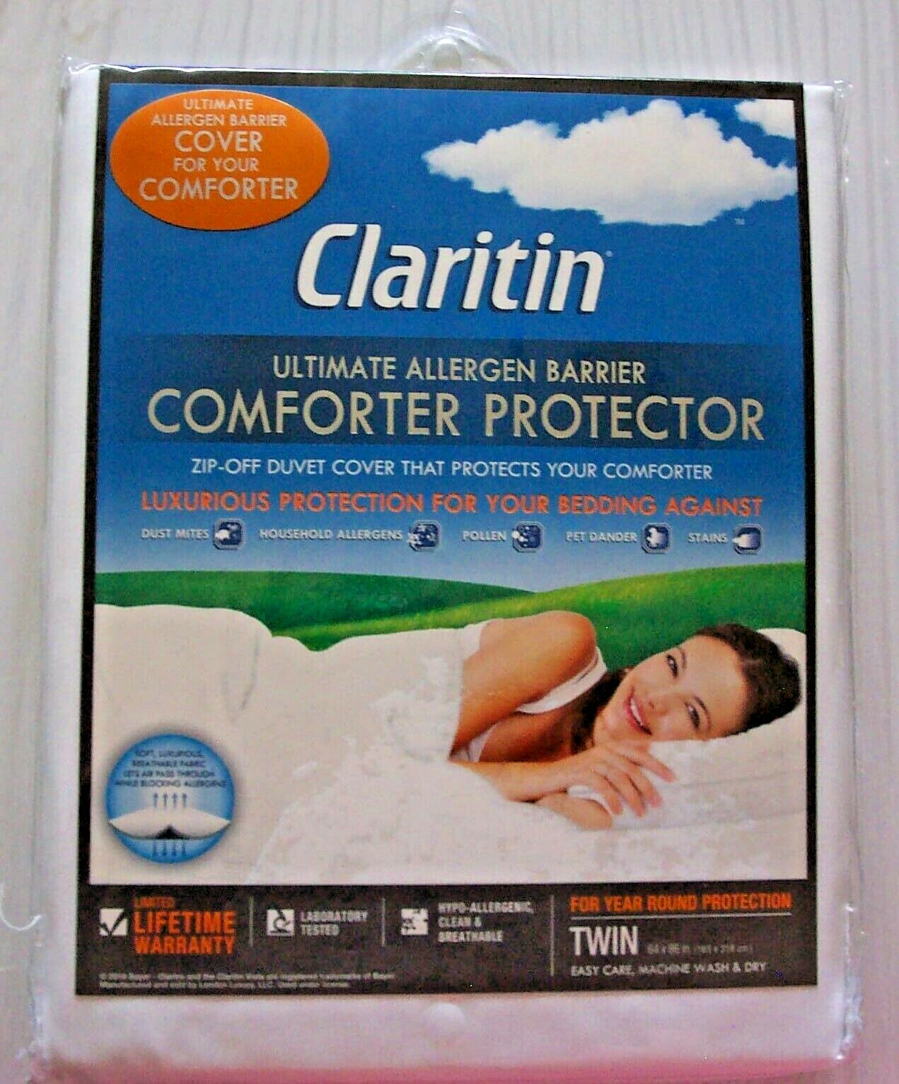 Claritin Ultimate Allergen Barrier Embossed Zip-off Twin Comforter ...