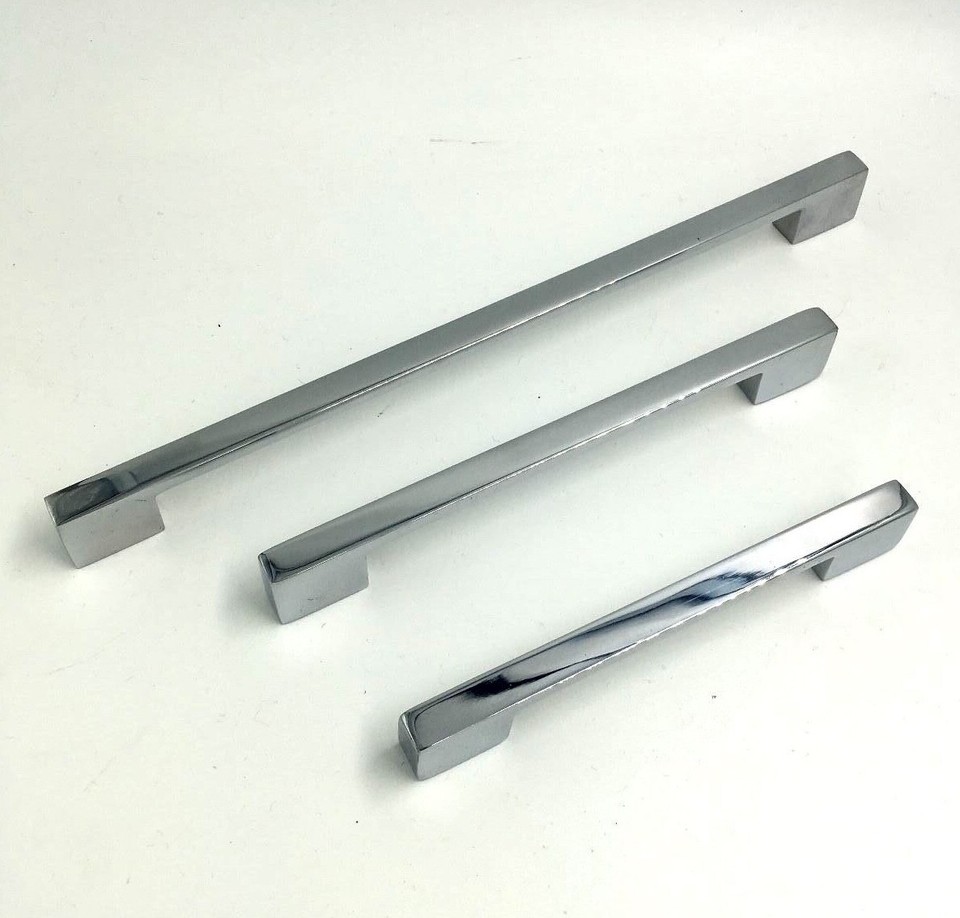 Kitchen Cupboard Cabinet Polished Chrome Effect Square Bar Door Handle ...