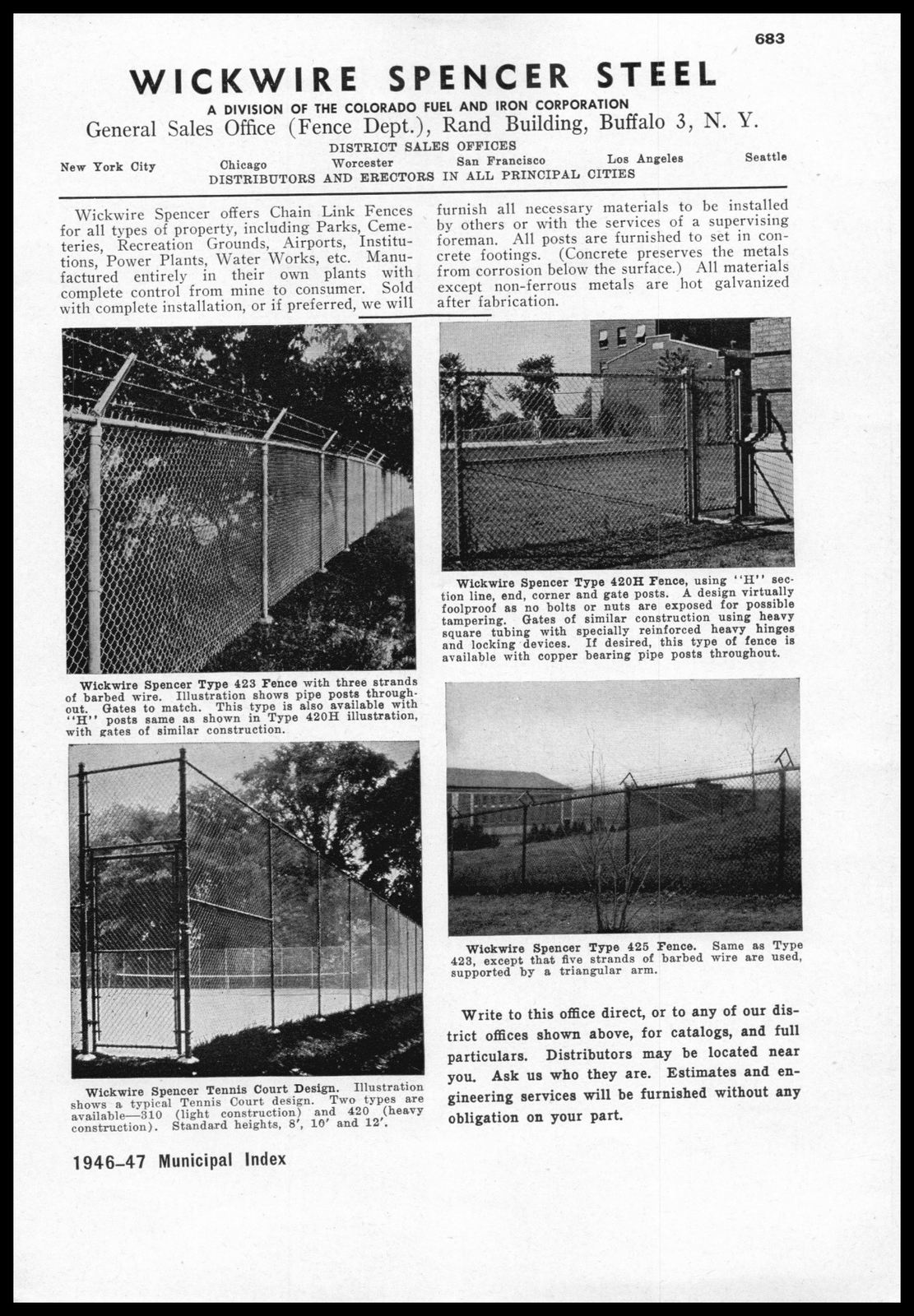 1946 Wickwire Spencer Steel Chain Link Fence Buffalo NY Vintage trade ...