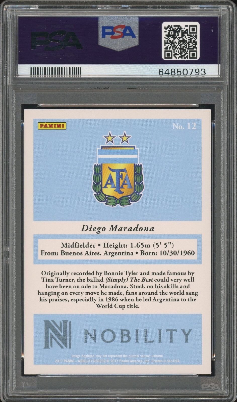 2017 Panini Nobility - Diego Maradona #12 Bronze /20 for sale online | eBay