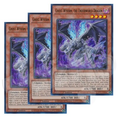 Yugioh - Ghost Wyvern, the Underworld Dragon x 3 - 1st Ultra Rare NM ...
