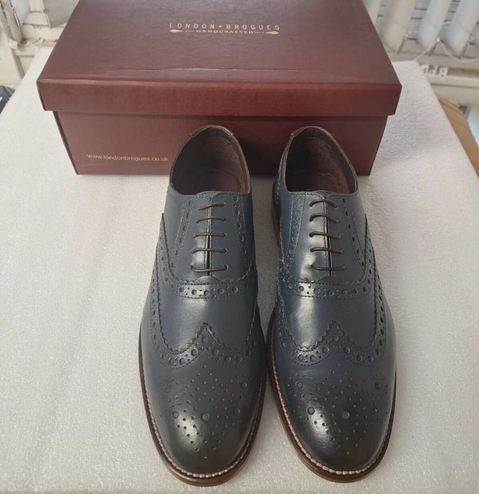 New london brouges footwear Oxford gents Shoes navy leather mens SIZE ...