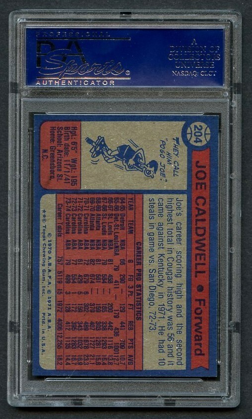 1974 Topps Basketball JOE CALDWELL #204 PSA 9 MINT St Louis Spirits | eBay