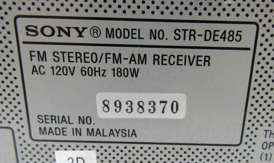 Sony STR-DE485 Receiver HiFi Stereo Vintage Home Theater 5.1 Channel ...
