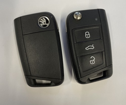 SKODA 3 BUTTON REMOTE FLIP KEY FOB OCTAVIA FABIA ETC! TESTED! LOOK 6V0 ...