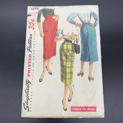 Simplicity Vintage Printed Sewing Pattern #1346 Misses Skirt Waist 26 ...