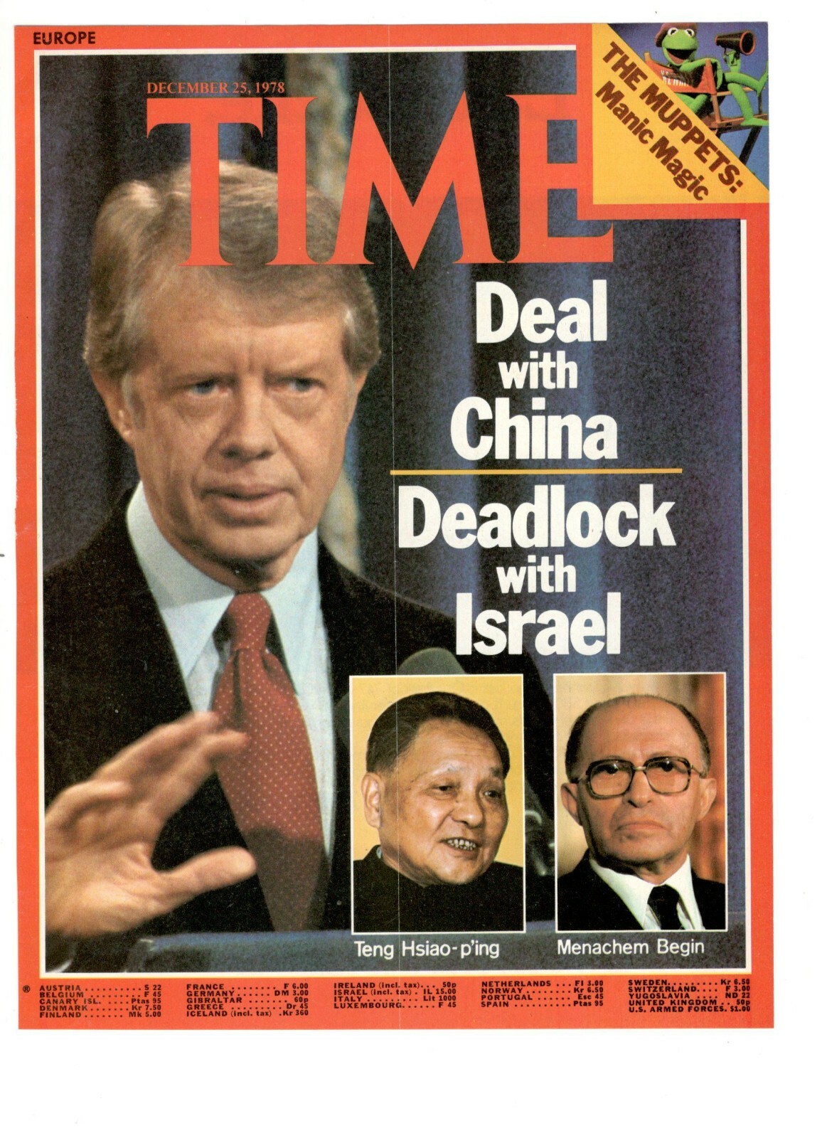 JIMMY CARTER Deng Xiaoping Begin 1978 TIME solo la cover original ...