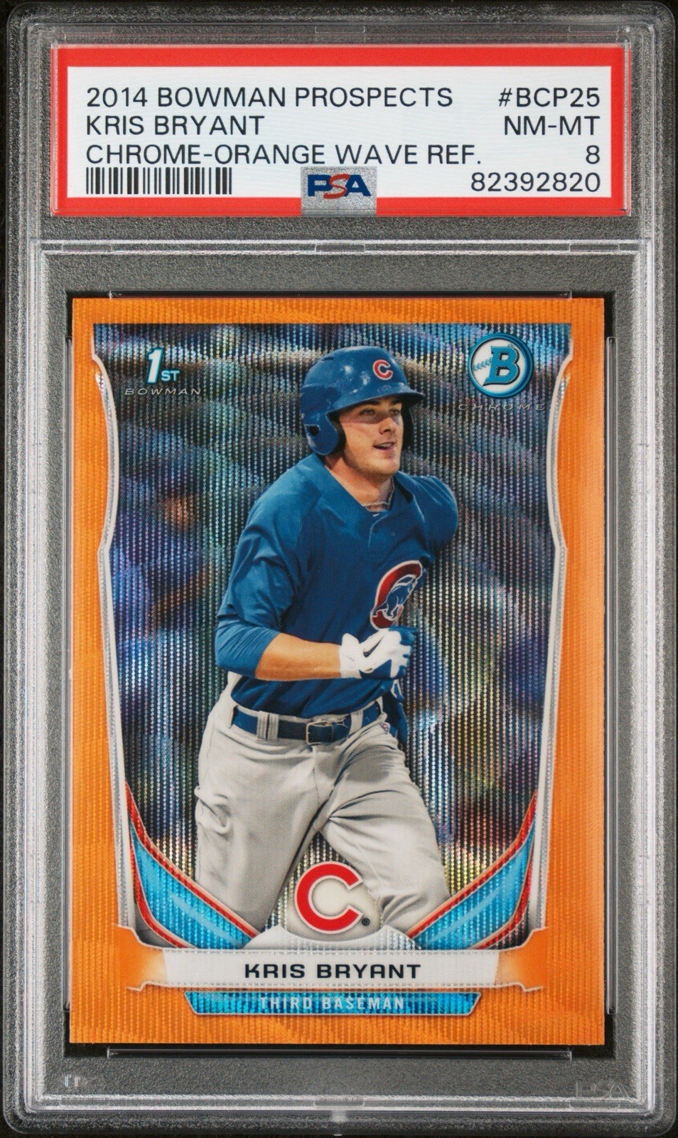 KRIS BRYANT 2014 BOWMAN CHROME 1ST BOWMAN ORANGE WAVE #BCP25 PSA 8 ...