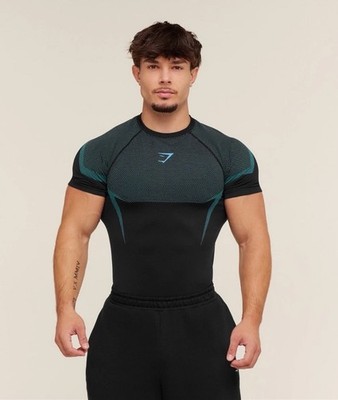 XL Gymshark Onyx 5.0 Seamless T-Shirt Compression Black/Blue Presale | eBay