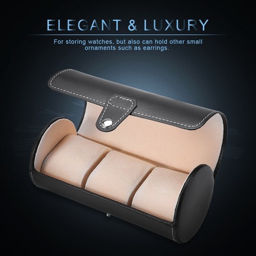 3 Slot Watch Box Travel PU Leather Roll Case Jewelry Storage Collector ...