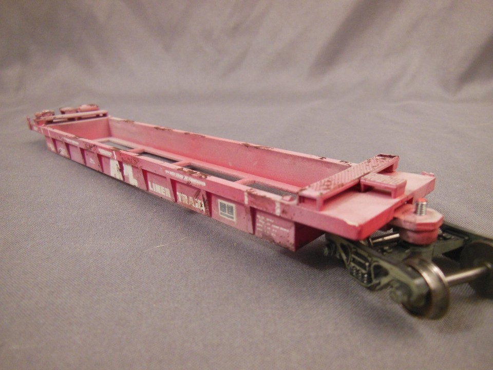 HO SCALE CUSTOM WEATHERED APL LINER TRAIN DOUBLE STACK CAR | eBay