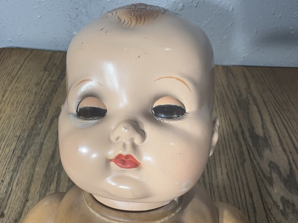 RARE Vintage Antique IDEAL Baby Doll 19” SOFT MATERIAL EYES OPEN CLOSE ...