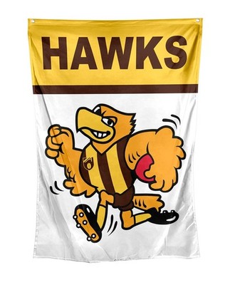 Hawthorn Hawks AFL Retro Mascot Design Wall Flag Banner Easter gifts ...
