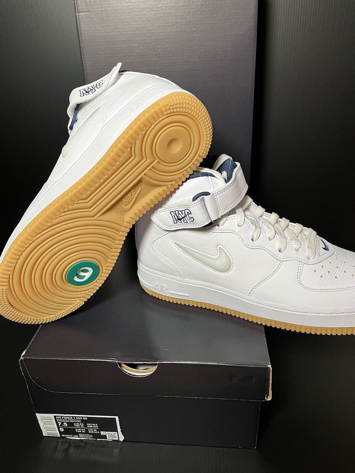 Nike Air Force 1 Mid QS New York White M7.5/W9 | eBay