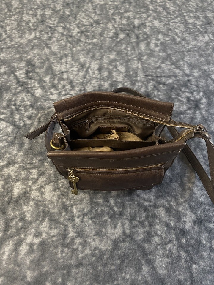 Vintage Key Per Fossil Leather Bag#75082 Shoulder Cross Body Strap ...