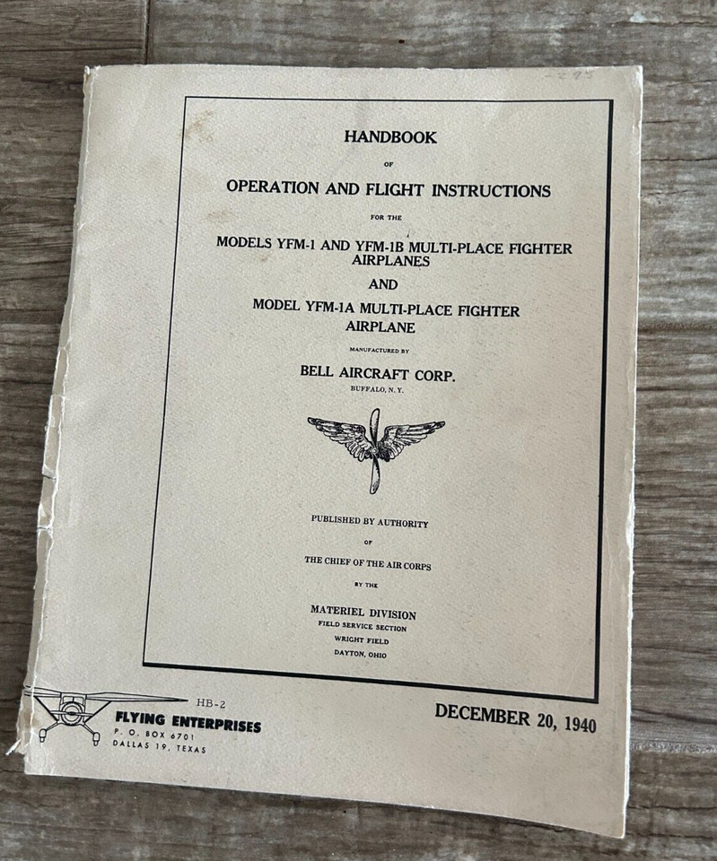 Operation & Flight Instructions for the Models YFM-1, YFM , YFM 1B ...