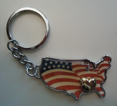 Vintage Avon American Flag Key Ring with Gold Tone Heart Accent ...