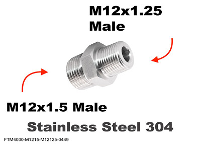 M12x1.5 Male to M12x1.25 Male Stainless Sensor Adaptor Fittings ...