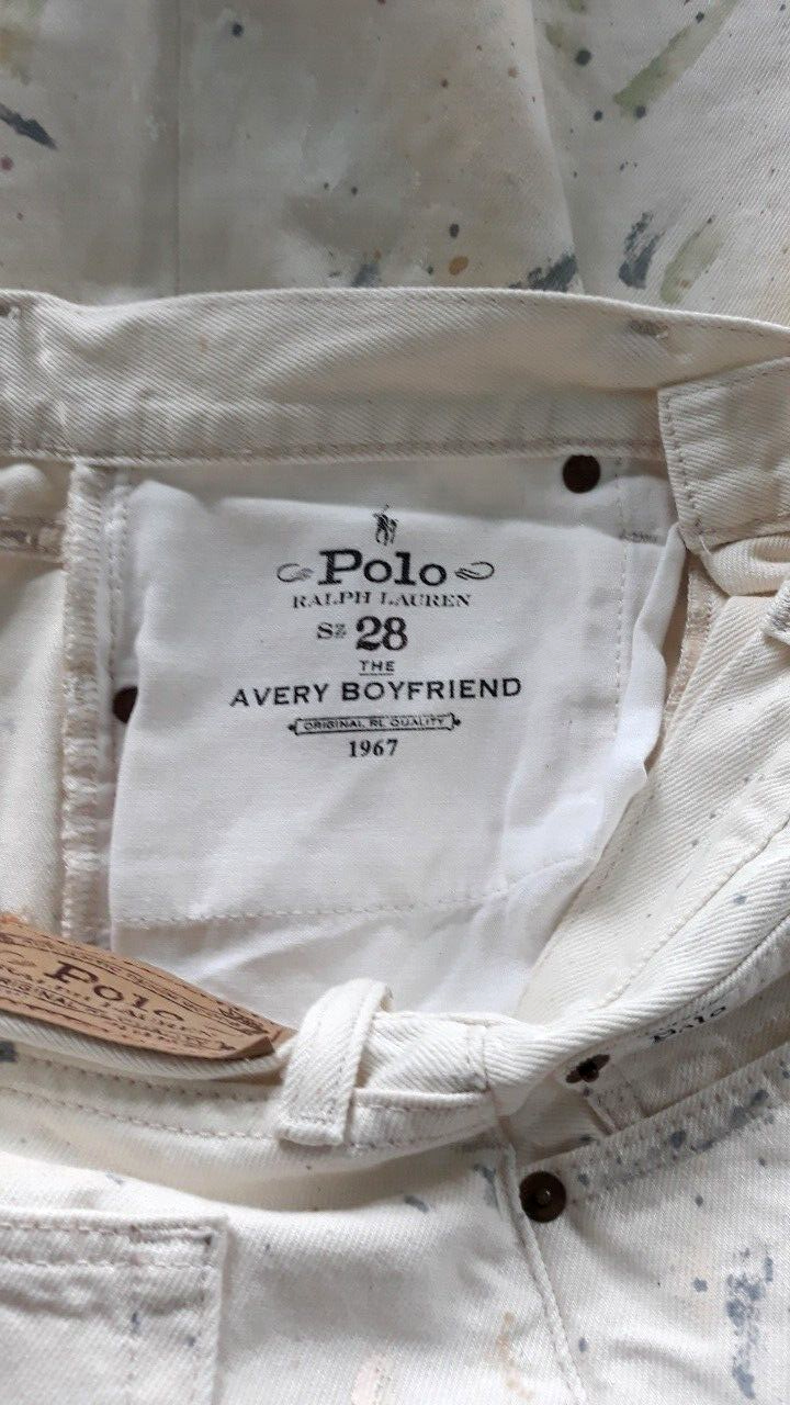 NWT Polo Ralph Lauren Paint Splatter The Avery Boyfriend Women's Jeans ...