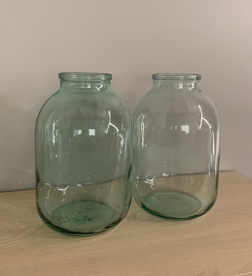 Set of Retro green glass jar 3L. Soviet jar 3 liters. Old glass jar ...