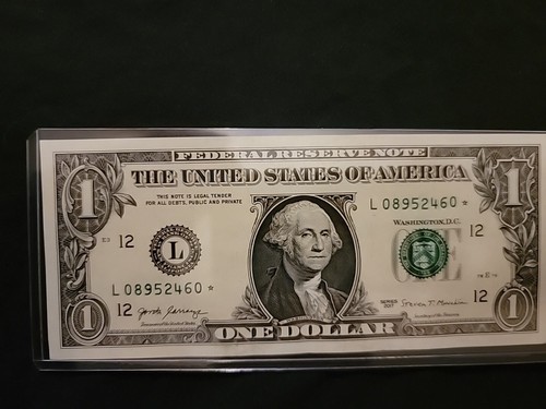 2017 One Dollar Bill Star Note -Serial L08952460* | eBay