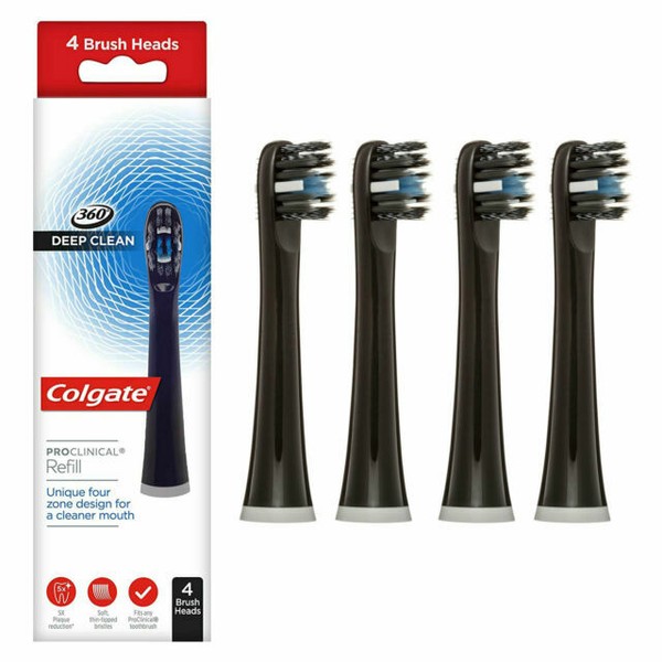 Colgate ProClinical 360 Deep Clean Refill ToothBrush - Black - 4-Pack ...