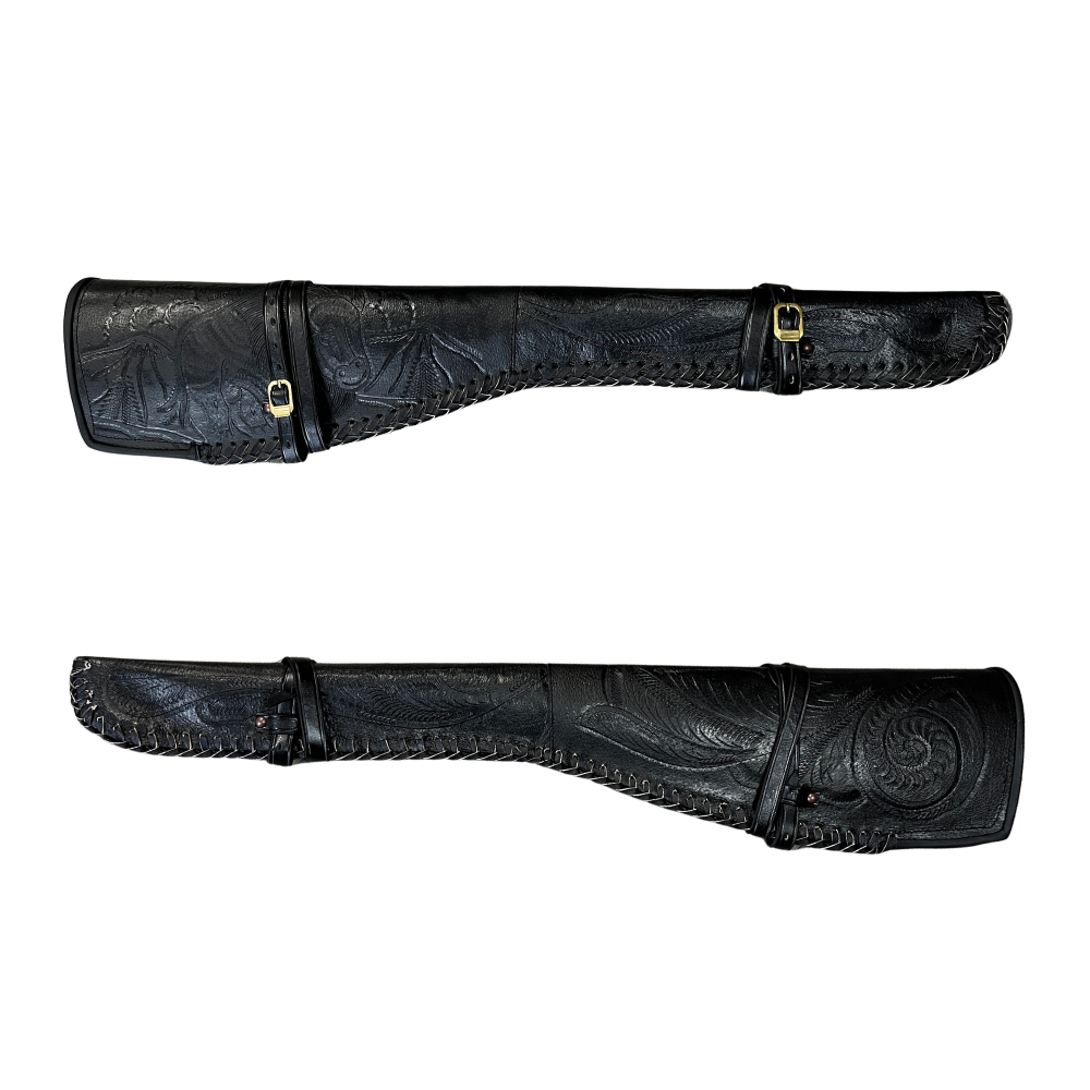 Leather Rifle Scabbard | Shotgun Case | Cowboy Holster | Black Long Gun ...