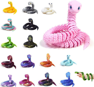 3D Printed Animals Snake Viper Snake Flexible Snake Fidget Toys Desk ...