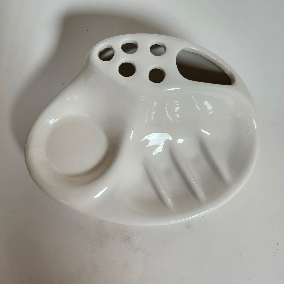 All-In-One Ceramic Soap Dish Toothbrush Toothpaste Cup Holder Plain ...