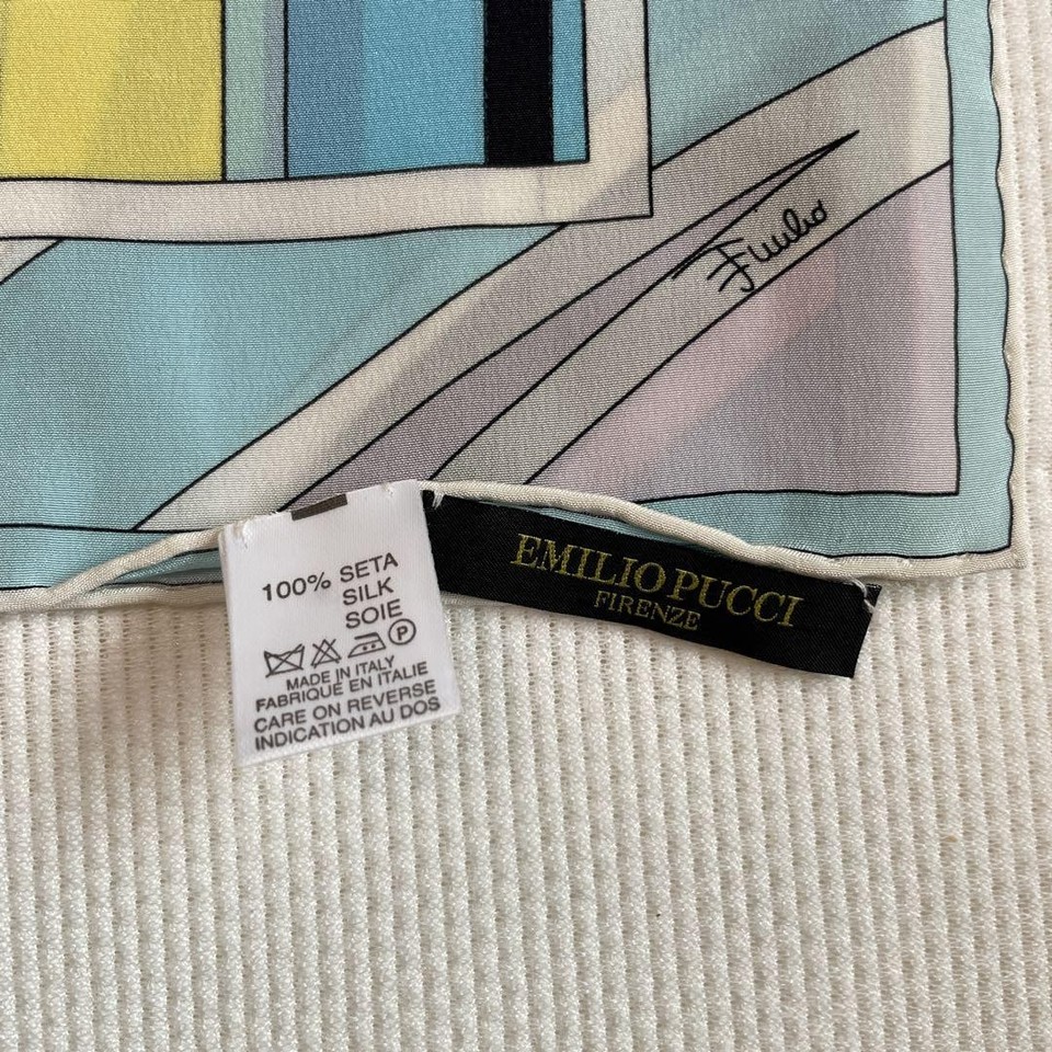 EMILIO PUCCI silk scarf Multicolor Stripe pattern Rectangle Scarf Thin ...