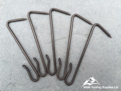 Slate Hooks | 80mm | Point Driven | 316 Grade | Stainless Steel | Black ...