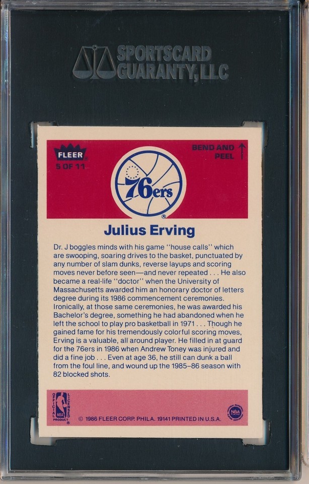 1986-87 FLEER STICKER #5 JULIUS ERVING - SGC 88 NM/MT 8 (SVSC) | eBay