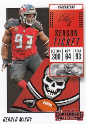(20) 2018 Panini Contenders GERALD MCCOY Base Card LOT #9 Buccaneers ...