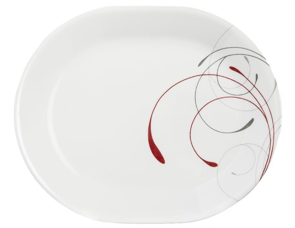 ️ 2-pc Corelle SPLENDOR SERVING SET Large 2-Qt BOWL & PLATTER Red Gray ...